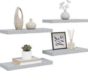 Plovoucí nástěnné police 4 ks betonově šedé 60x23,5x3,8 cm MDF 326599