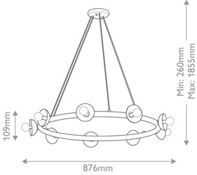 Kichler KL-PALTA9-CPZ - Lustr na lanku PALTA 9xE14/40W/230V zlatá