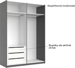 Skříň s posuvnými dveřmi 1,5x2,1 m (Dveře Grafit/Zrcadlo) série N Dominika