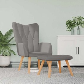 Relaxační křeslo se stoličkou taupe textil 327543