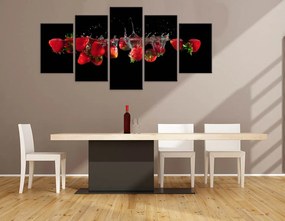 Malvis ® Pětidílný obraz červené jahody Velikost: 150x75 cm