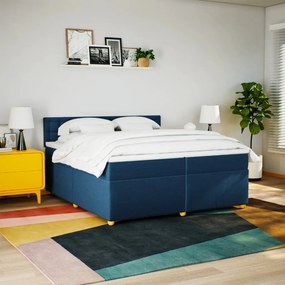 Box spring postel s matrací modrá 200x200 cm textil 3289107