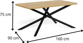 Jídelní stůl Levanto 160 cm dub divoký/černý