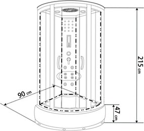 Terra Hydromasážní box WSH7101, 90x90 bez sauny