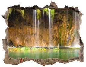 Wallmuralia Díra 3D ve zdi nálepka Plitvická jezera 95x64 cm