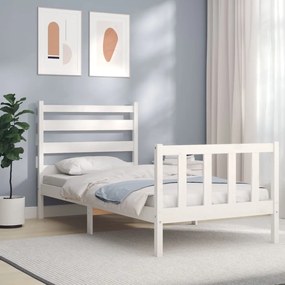 vidaXL Rám postele s čelem 100 x 200 cm masivní dřevo [3192028] Barva: Bílá