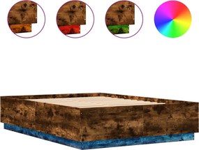 Rám postele s LED osvětlením kouřový dub 120 x 200 cm kompozit 3209622