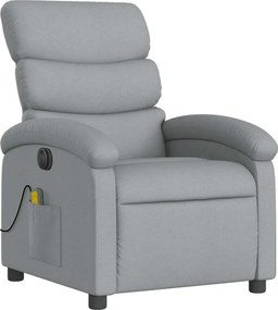 Elektrické masážní polohovací křeslo světle šedé textil 3203966