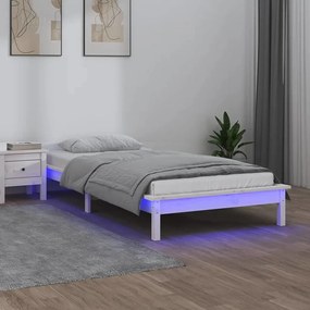 vidaXL Rám postele s LED 75 x 190 cm Small Single masivní dřevo [820634] Barva: Bílá