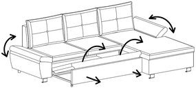 Rohová sedačka Madeira 1A, tmavá šedá látka, pravý roh