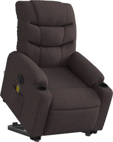Elektrické zvedací masážní polohovací křeslo tmavě hnědé textil 3206677