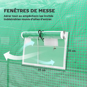 Zahradní tunelová skleník Outsunny 24m² 8L x 3W x 2H m - 16 oken, Rolovací zipová vrata - Pozinkovaná ocelová konstrukce, Vysoce hustý PE kryt
