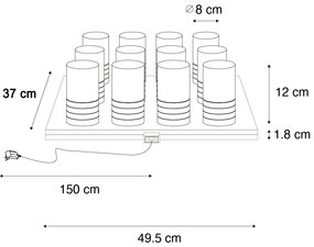 Sada 12 stolních lamp tmavá bronz RGBW dobíjecích vč. nabíjecí stanice - Alessia