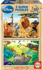 EDUCA Dřevěné puzzle Disney Zvířecí kamarádi / 2x50 dílků / od 4 let