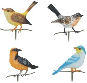 Zapichovací zahradní dekorace Birds, sada 4ks, 45 cm, kov, vícebarevná