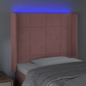 Čelo postele s LED růžové 83 x 16 x 118/128 cm samet 3124083
