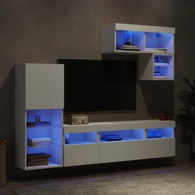 6dílná obývací stěna s LED osvětlením bílá kompozitní dřevo 3216732