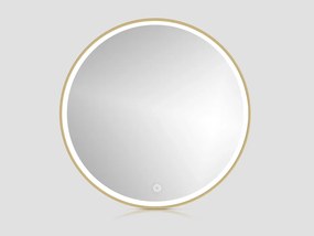 In-Design Zrcadlo RoundLine premium - zlatý matný rám, s LED osvětlením Vypínač: S vypínačem, Průměr zrcadla (mm): 600