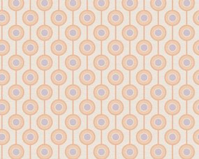 Vliesová tapeta retro, geometrická - fialová, oranžová 395375 / Tapety na zeď 39537-5 retro Chic (0,53 x 10,05 m) A.S.Création