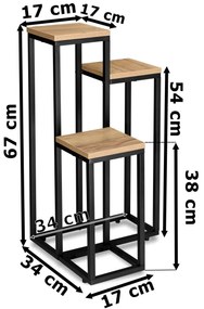Stojan na květiny Munir černý/dub craft