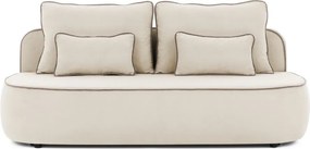 Béžová/taupe sametová rozkládací/s úložným prostorem pohovka 210 cm Saga – Ropez