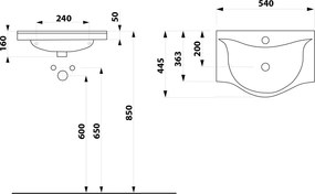Aqualine, ZARA nábytkové umyvadlo 54x44,5cm, 10055