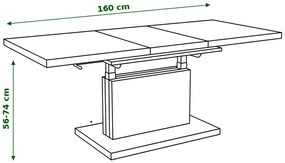 Mazzoni ASTON černý lesk, rozkládací, zvedací konferenční stůl, stolek - 70 cm