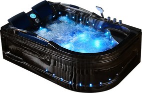 BPS-koupelny Hydromasážní vířivá vana Venezia 61 180x120 levá s ohřevem vody, černý mramor