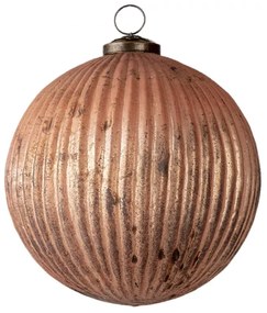 Zlato bronzová vánoční koule s žebrováním a patinou – 13x13 cm