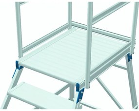 Zarges Hliníkový pojízdný žebřík s plošinou, 6 příček, výška plošiny 1,44 m