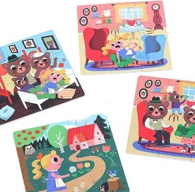 Vilac Dřevěné puzzle Zlatovláska 4 v 1 / od 2 let
