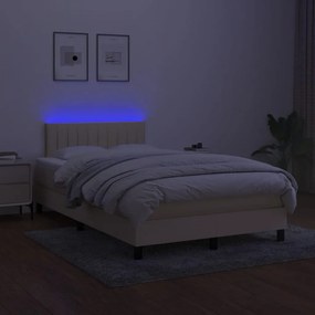 Box spring postel s matrací a LED krémová 120x190 cm textil 3270058