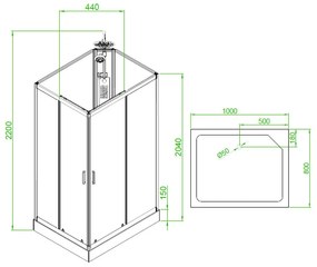 BPS-koupelny Hydromasážní box HYD-AL100 levý, 100x80 cm