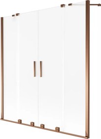 Mexen, Mexen Velar Duo parawan nawannowy 2-skrzydłowy rozsuwany 160 x 150 cm, szron, różowe złoto - 896-160-000-32-60