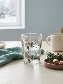 Sinsay - Sklenice s motivem vánočních stromků a dárků 2 pack - béžová