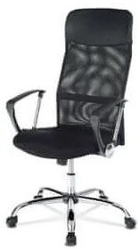 Autronic Kancelářská židle Kancelářská židle s podhlavníkem z ekokůže, potah černá látka MESH a síťovina MESH, houpací mechanismus, kovový kříž (KA-E305 BK)