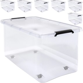 Úložný box sada 6 ks průhledná 60x40x35cm 60L stohovatelný