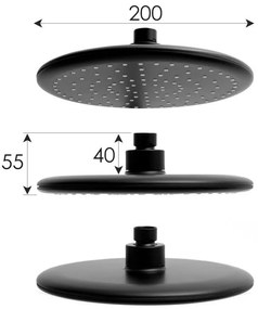 Erga Enza, sprchová souprava s termostatickou baterií a dešťovou hlavicí 20cm, černá matná, ERG-YKA-BP.ENZA20-BLK