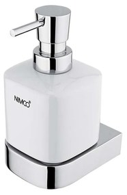 Nimco Nikau - Dávkovač mýdla keramický s držákem, 320 ml, bílá/chrom NK 30031K-T-26