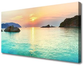 Obraz na plátně Slunce Skály Moře Krajina 125x50 cm