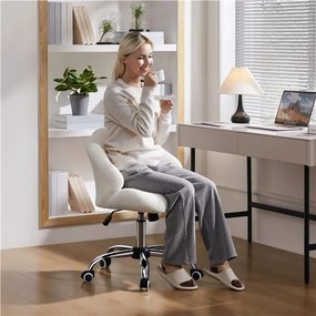Kancelářská židle Yaheetech – sněhově bílá, polyester (267310100420)