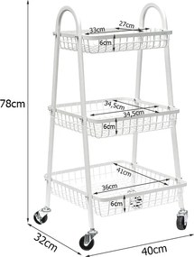 Verk Group Police kuchyňská skříňka do koupelny na kolečkách kovový stojan tři úrovně 3