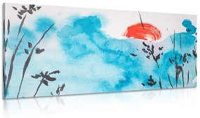 Obraz japonská modrá obloha a červené slunce