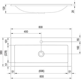 Ravak Clear Umyvadlo 80x38 cm, XJJ01180000