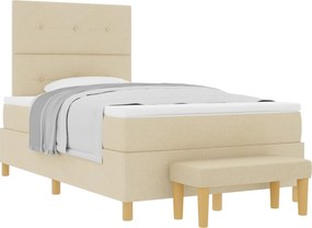 Postel s boxspringem s čelo Krémová 190 x 120 cm textil 3344287