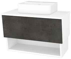Dřevojas Koupelnová skříň INVENCE SZZO 80 (umyvadlo Joy 3) Varianta: L01 Bílá vysoký lesk / D16 Beton tmavý
