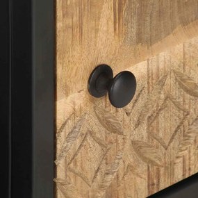 TV stolek s vyřezávanými dvířky 90 x 30 x 40 cm hrubý mangovník 320944