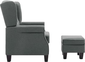 Křeslo s podnožkou světle šedé textil 320151