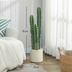 HOMCOM umělý kaktus v květináči, 95 cm — realistický trojkmenový dekor do domu a kanceláře