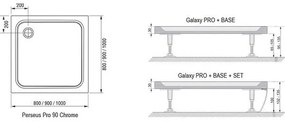 Ravak Galaxy Pro Chrome Perseus Sprchová vanička, 80x80x3, bílá XA044401010